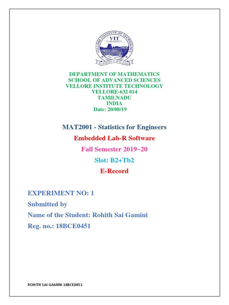 MAT 2001 Challenging Experiment 1 | PDF | Statistics | Computing