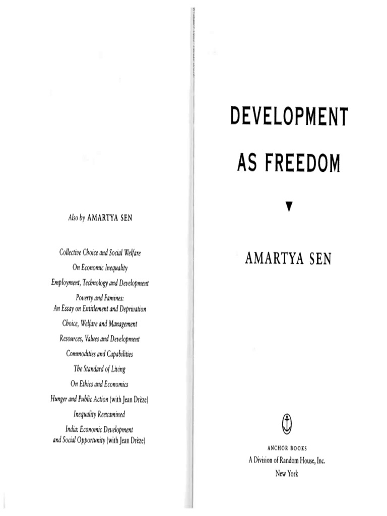 Development As Freedom Amartya Sen PDF | PDF