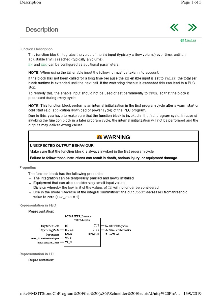 Function Description | PDF | Parameter (Computer Programming) | Programmable Logic Controller