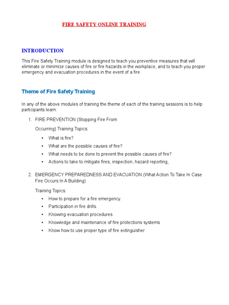 Fire Safety Training | PDF | Fire Safety | Fires