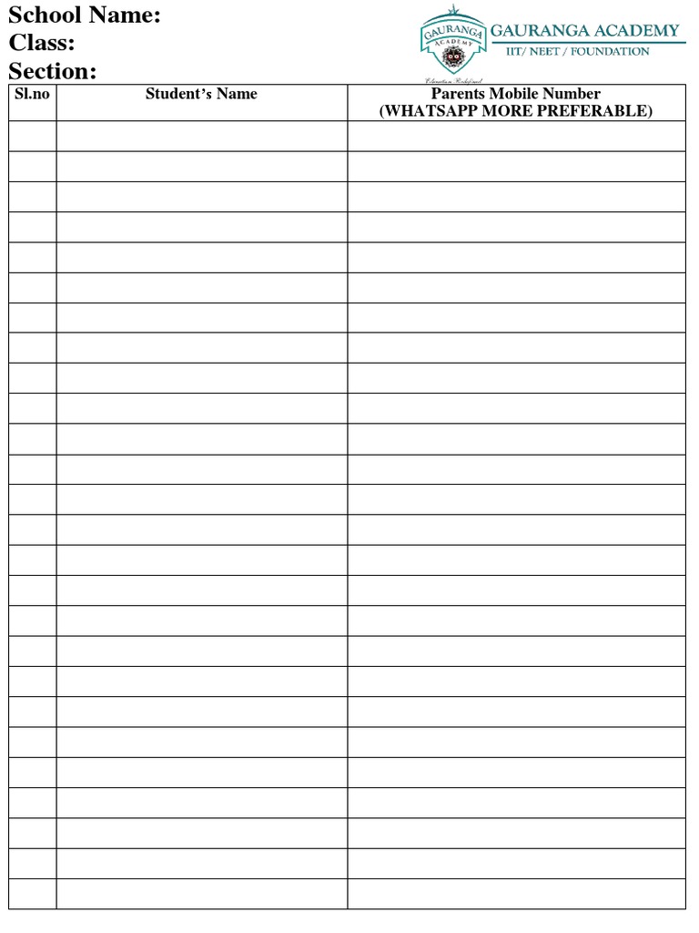 Student Data Form | PDF