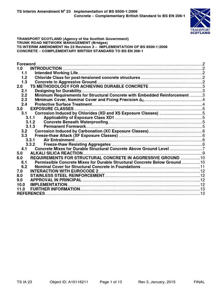 Ts Ia 23 Revision 3 Implementation of Bs 8500 12006 | PDF | Concrete ...