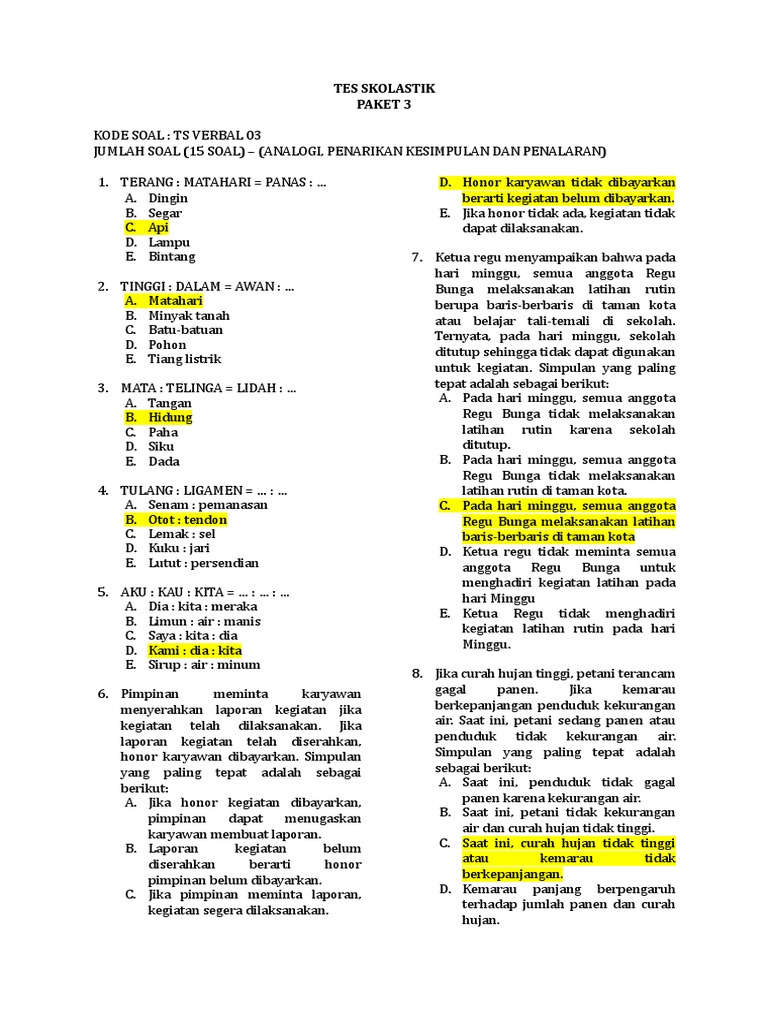 TES SKOLASTIK 3 Rev | PDF