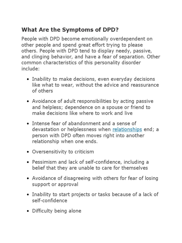 What Are The Symptoms of DPD | PDF