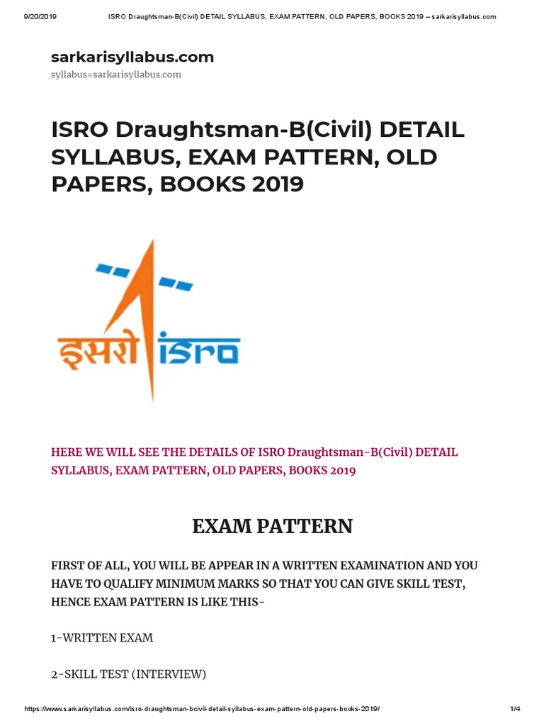 A Comprehensive Guide to the ISRO Draughtsman-B(Civil) Recruitment Exam ...