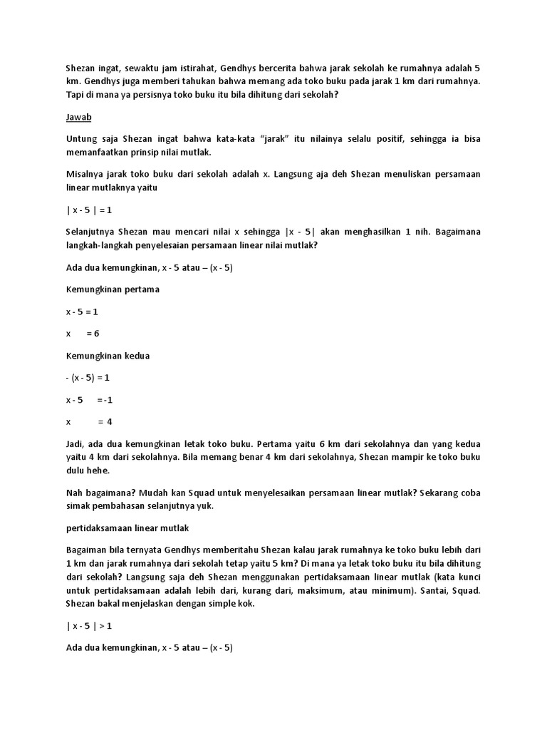 Penyelesaian Persamaan Linear Mutlak | PDF | Kesehatan Holistik