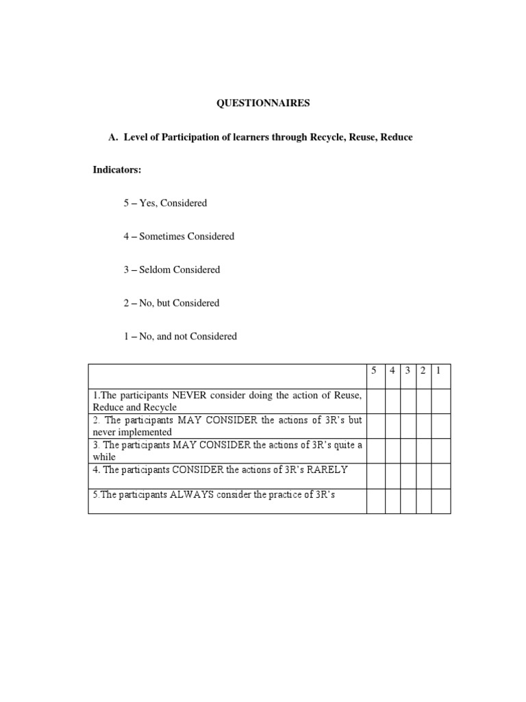 Questionnaires Violeta | PDF | Recycling | Reuse