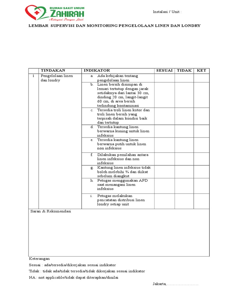 Lembar Supervisi Linen Londri | PDF