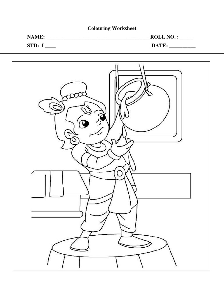 Krishna I A - Colouring Worksheet | PDF