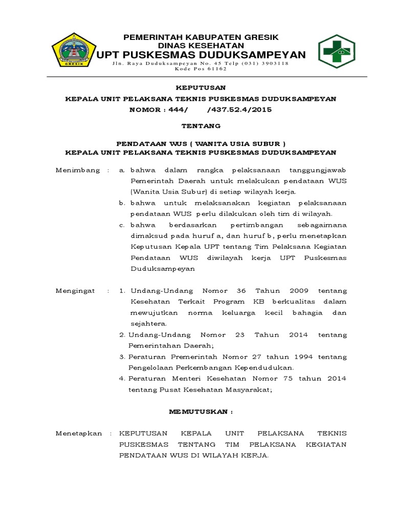 SK Pendataan Wus | PDF