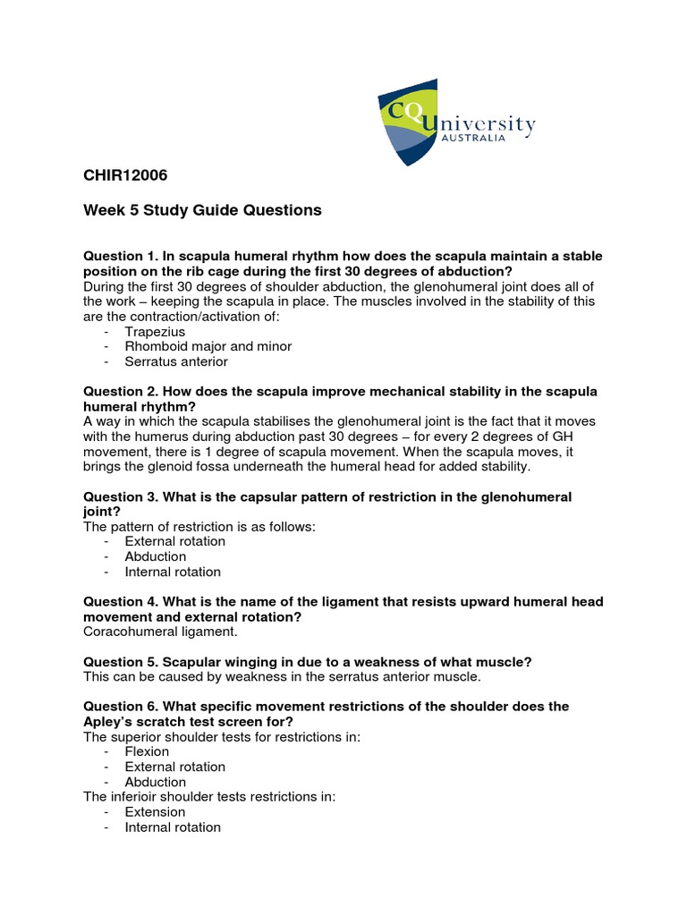 Week 5 Study Guide | PDF | Anatomical Terms Of Motion | Musculoskeletal ...