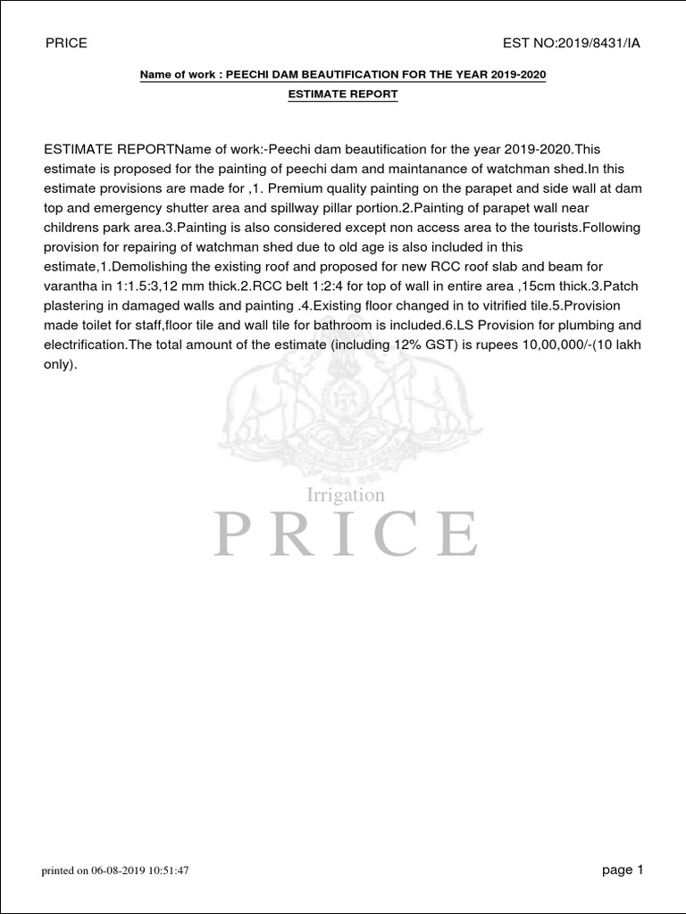 Estimate Report | PDF