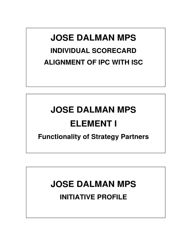 Jose Dalman MPS: Individual Scorecard Alignment of Ipc With Isc | PDF