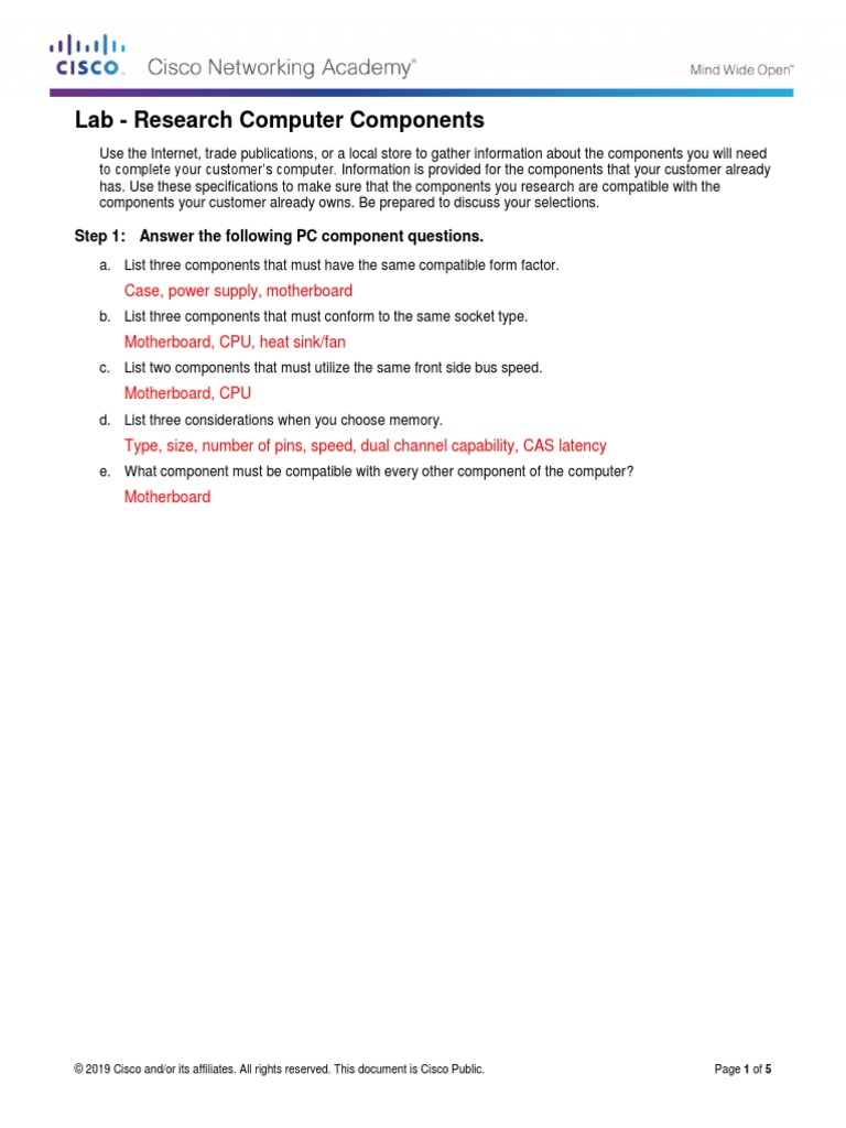 1.2.1.13 Lab - Research Computer Components | PDF | Personal Computing ...