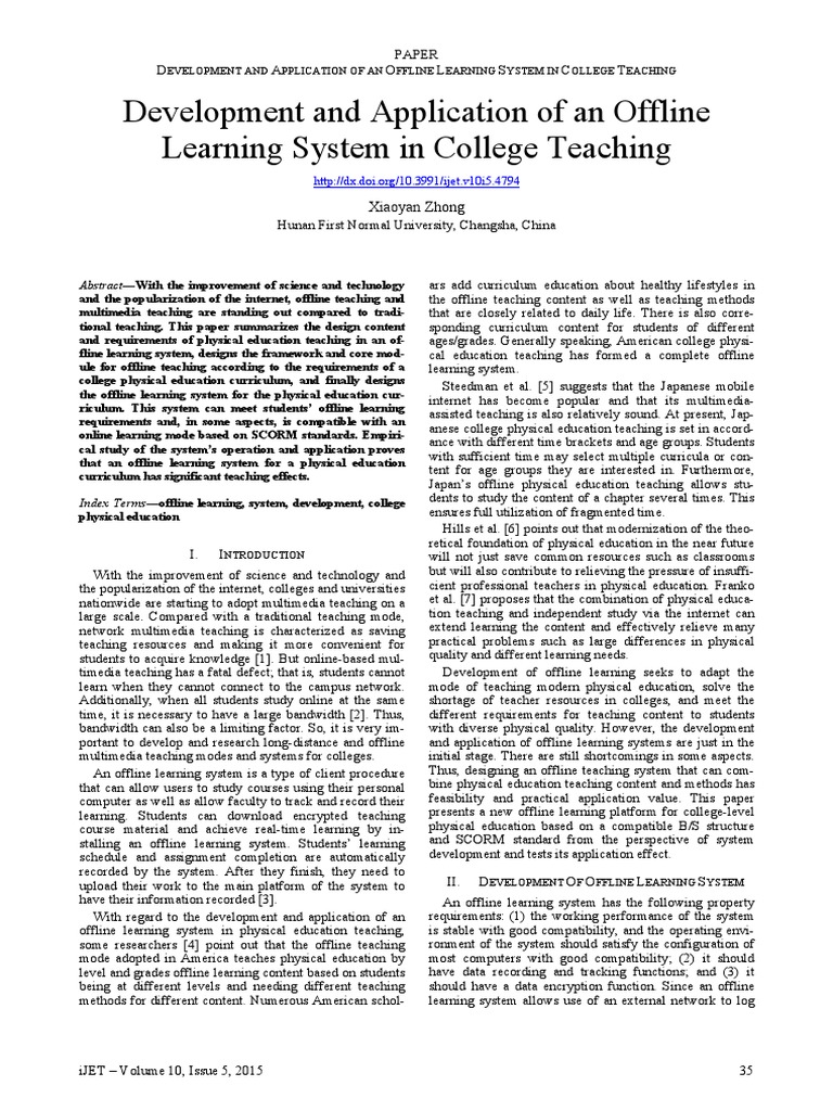 Development and Application of An Offline Learning System in College ...