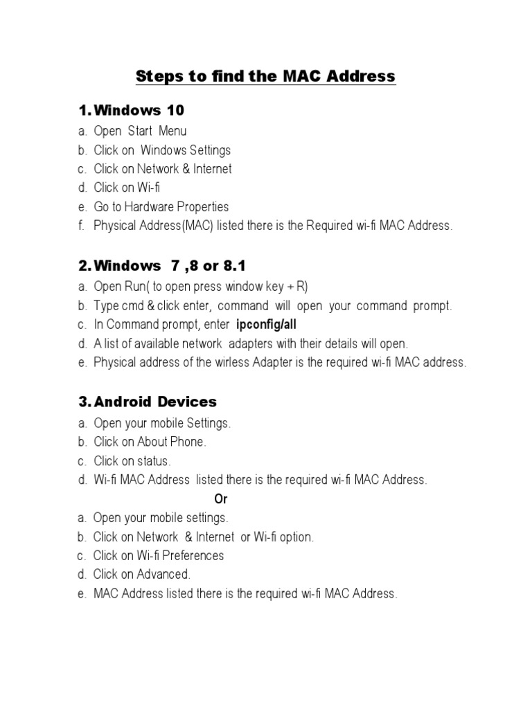 Steps To Find Device MAC PDF | PDF