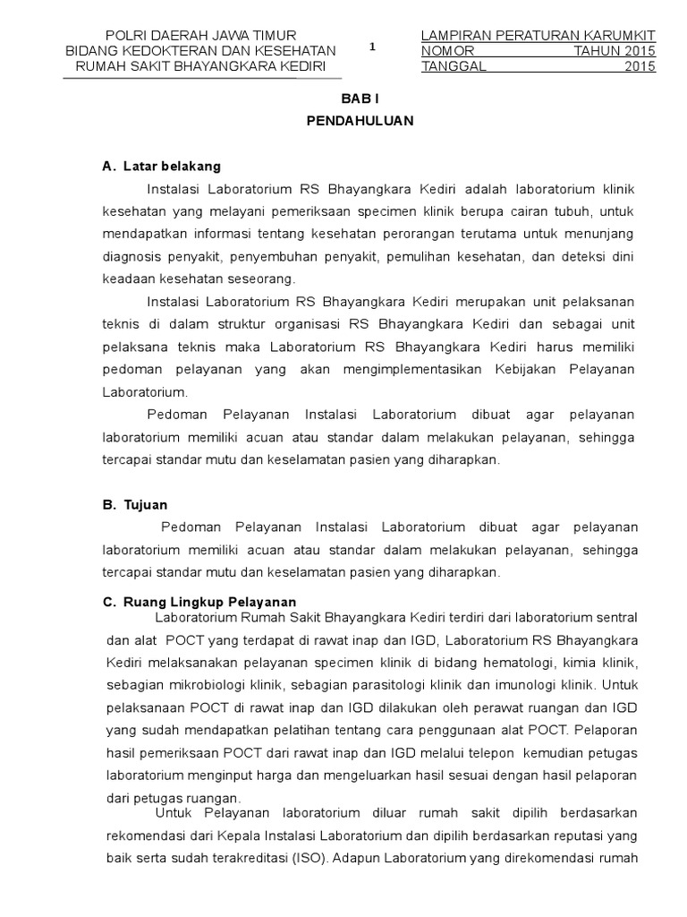 Pedoman Pelayanan Laboratorium | PDF