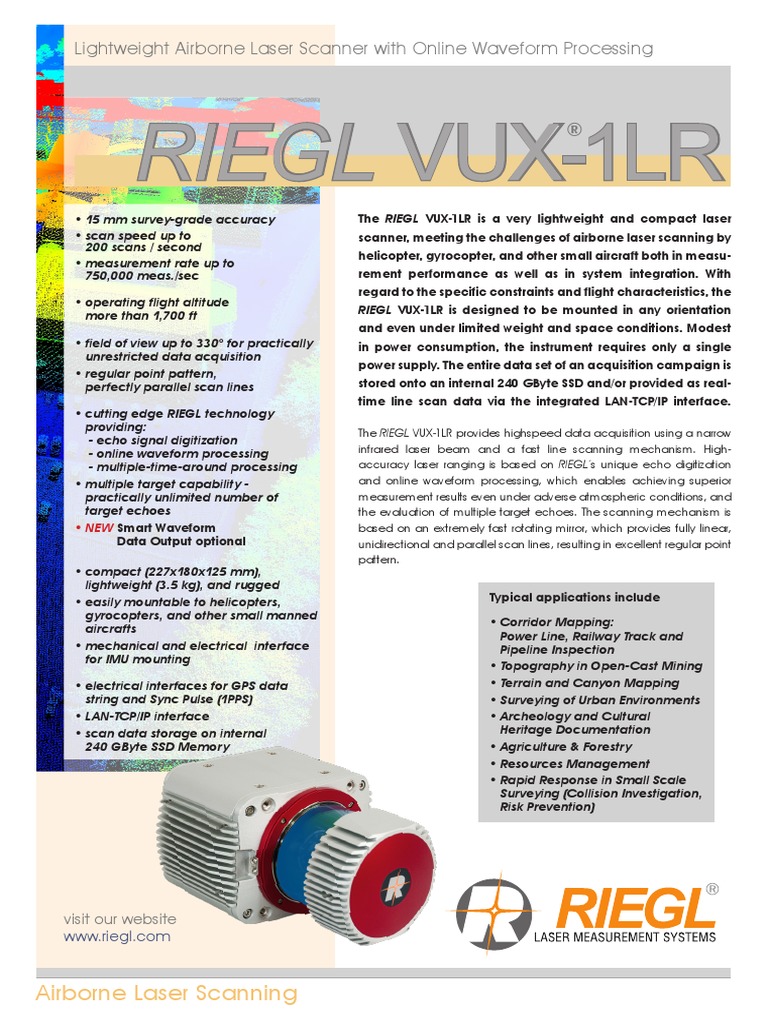 Riegl Vux-1Lr: Lightweight Airborne Laser Scanner With Online Waveform ...