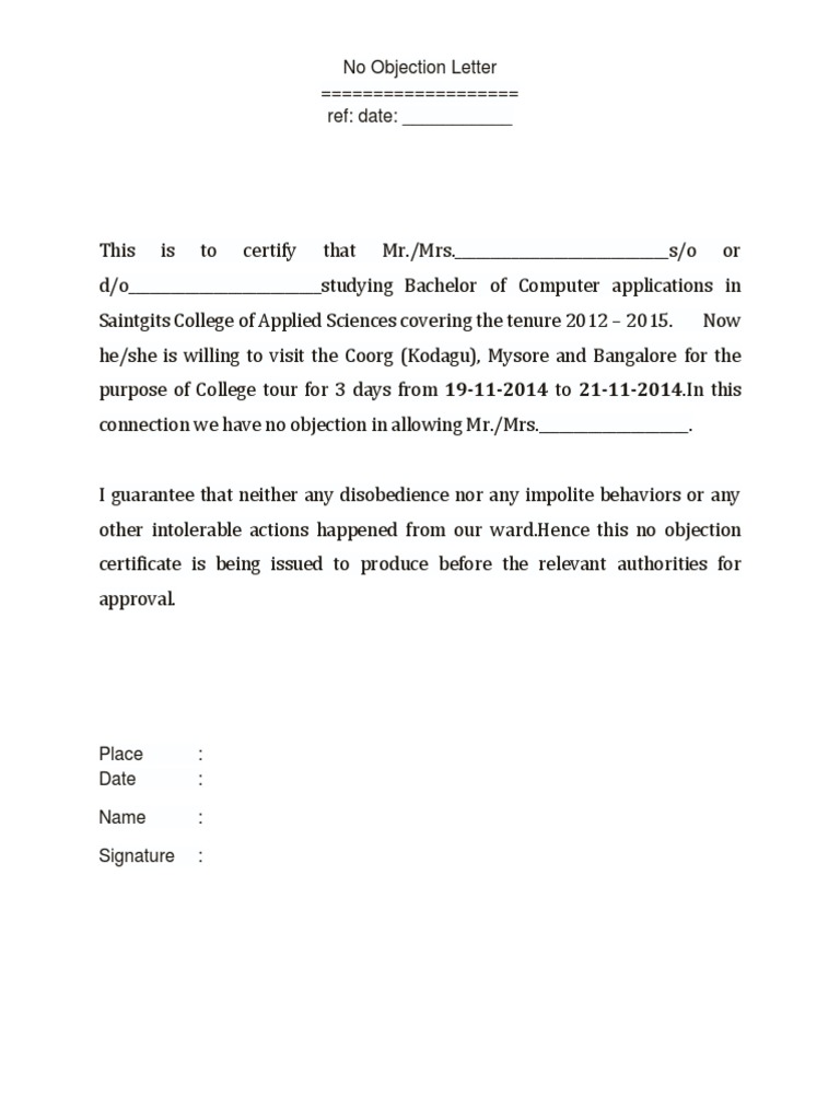 No Objection Certificate | PDF