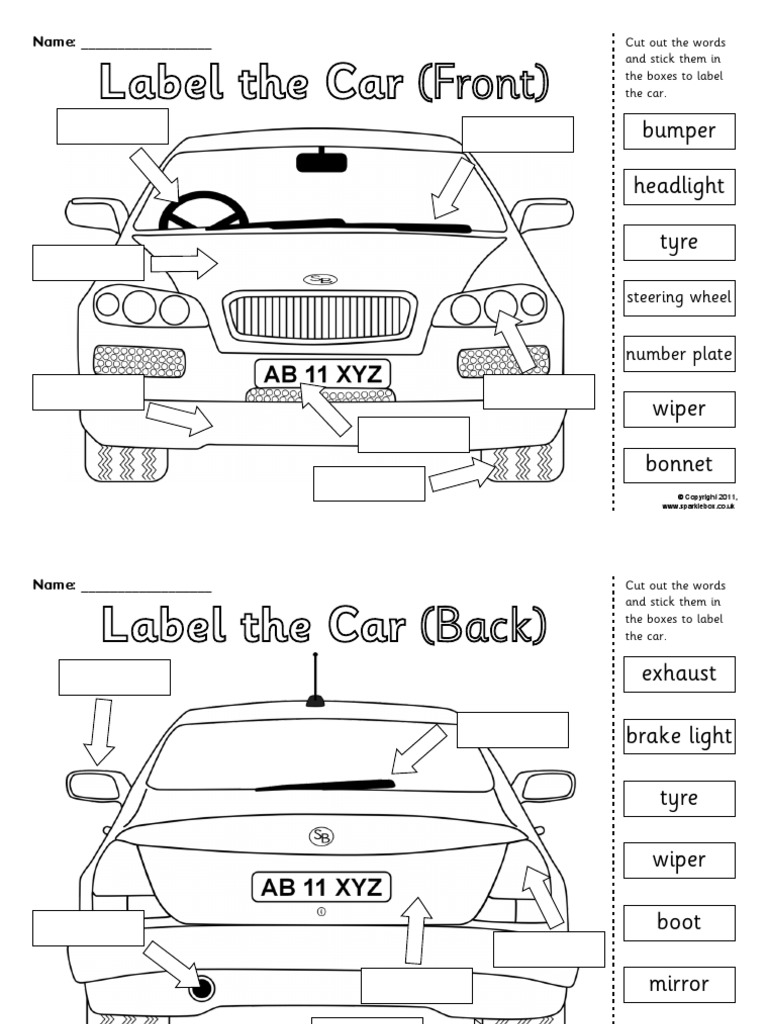 Label The Car (Front) : Bumper | PDF