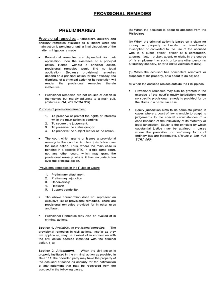 ProvRem Review | PDF | Judgment (Law) | Service Of Process