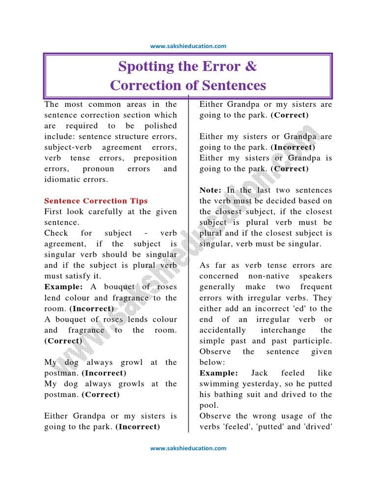 Spotting Errors PDF | PDF | Verb | Noun