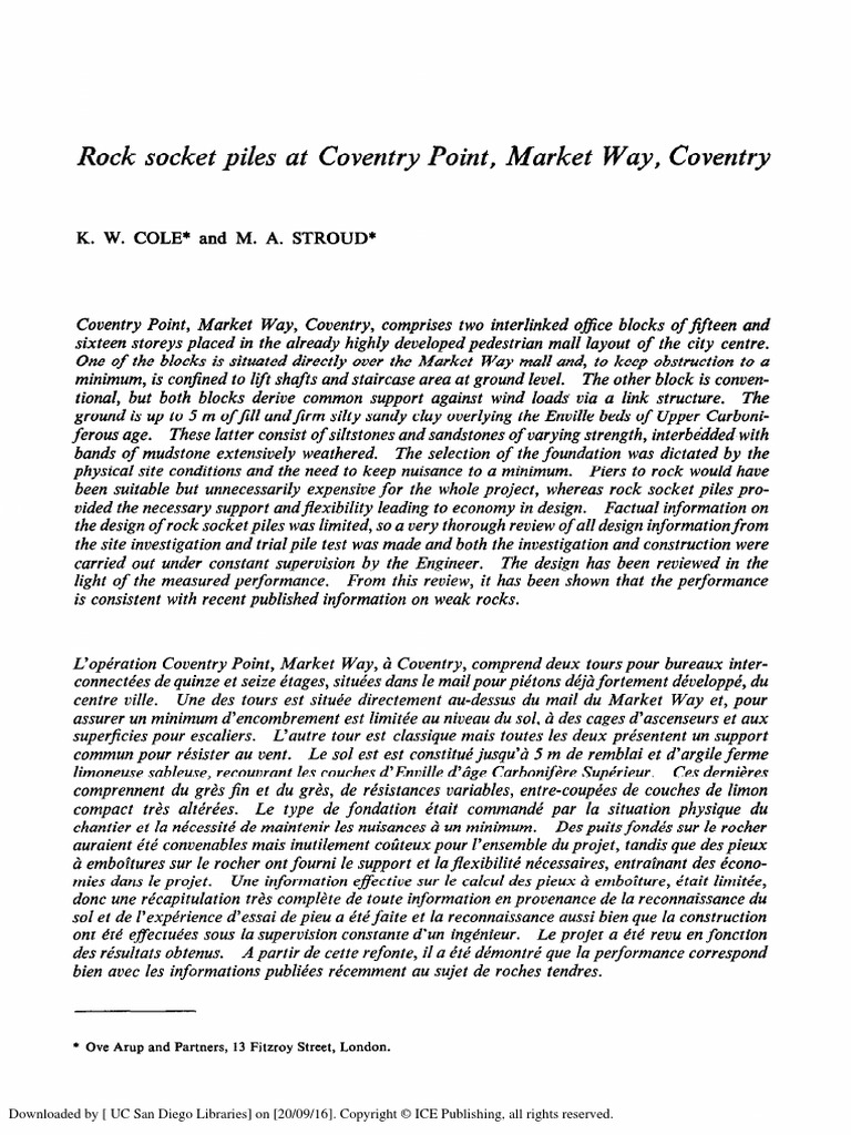 Rock Socket Piles at Coventry Point, Market Way, Coventry | PDF | Deep ...