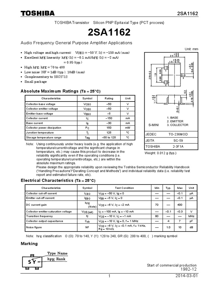 2SA1162 Datasheet en 20140301 PDF | PDF | Reliability Engineering ...