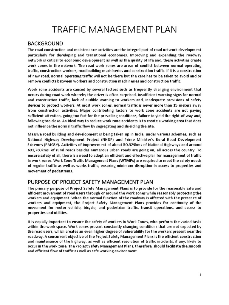 Traffic Management Plan | PDF | Traffic | Road