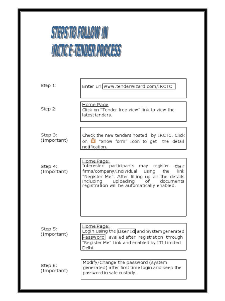 IRCTC Etendering Steps PDF | PDF | Password | Software