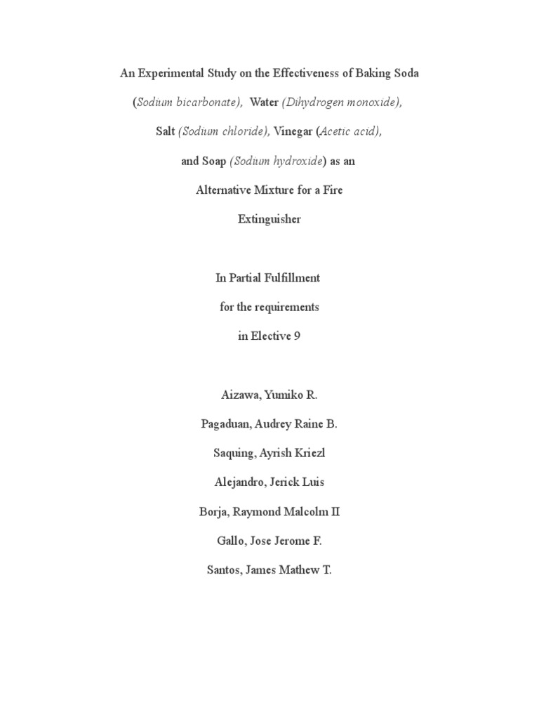 Alternative Fire Extinguisher Mixture | PDF | Fires | Sodium Bicarbonate