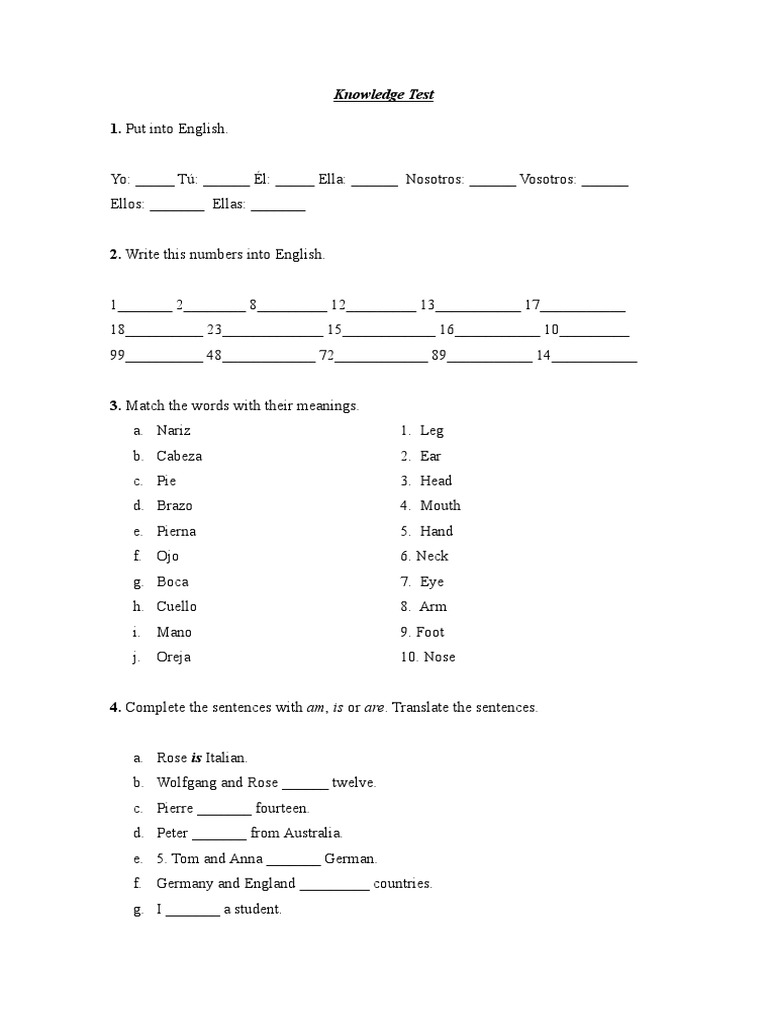 Put Into English.: Knowledge Test | PDF | Food And Drink | Cuisine