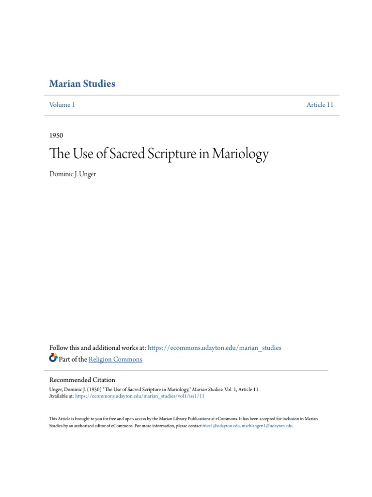 Sacred Scripture in Mariology Analysis | PDF | Mary, Mother Of Jesus ...