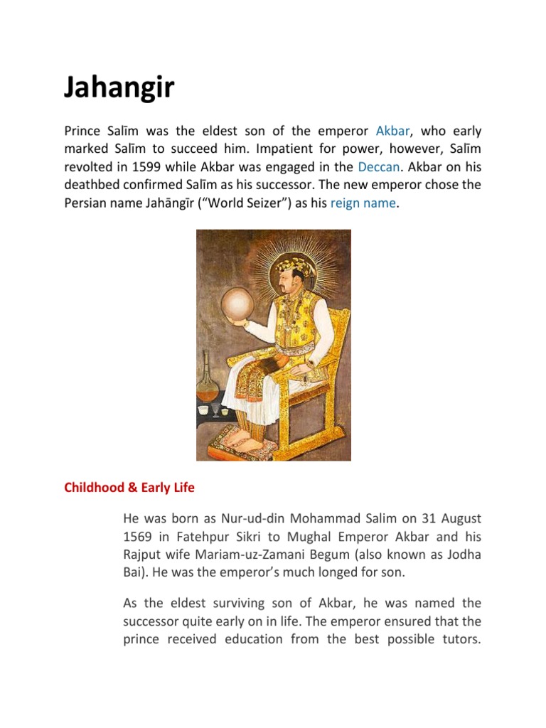 Jhangir Mughal Era | PDF | Timurid Dynasty | Mughal Empire