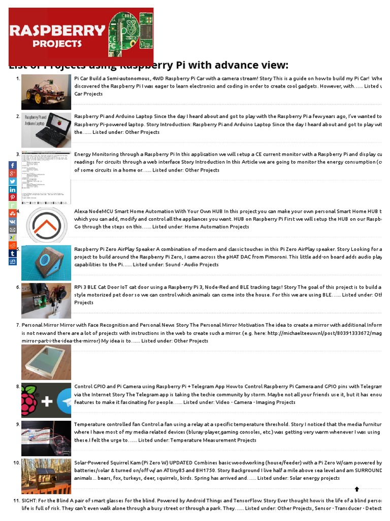 Projects List - Raspberry PI Projects Complete 1480 Projects | PDF | Internet Of Things ...