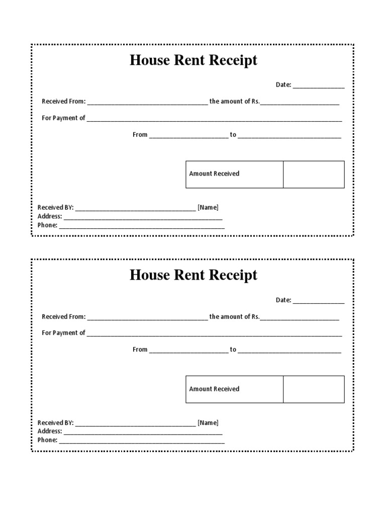 House Rent Receipt Template | PDF
