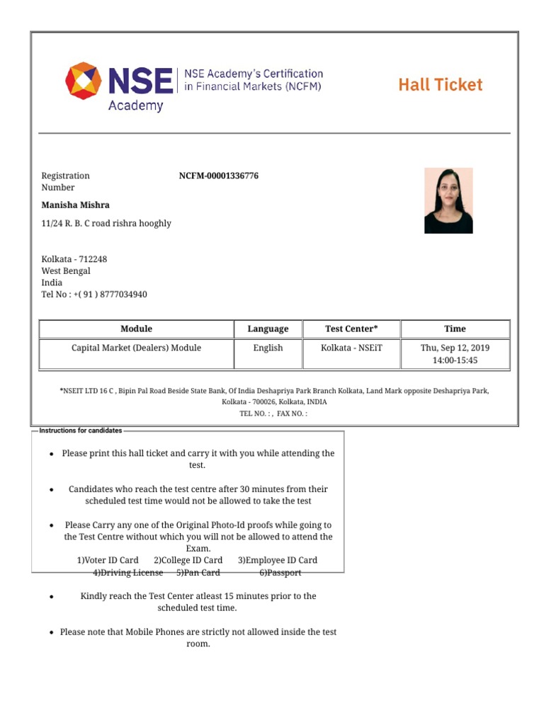 Hall Ticket. | PDF