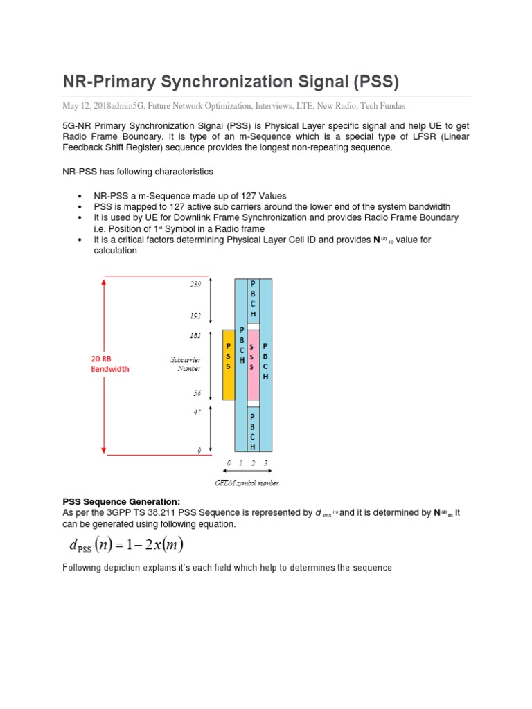 NR-Primary Synchronization Signal (PSS) - 5G | PDF | Computers
