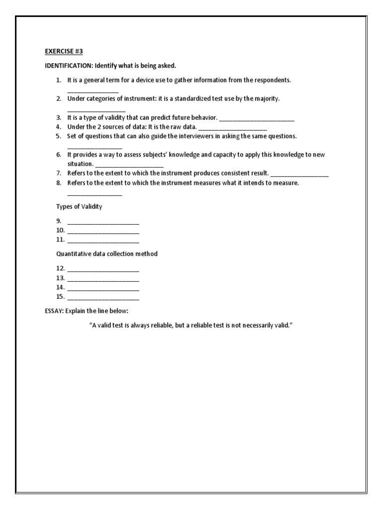 Exercise #3: IDENTIFICATION: Identify What Is Being Asked | PDF