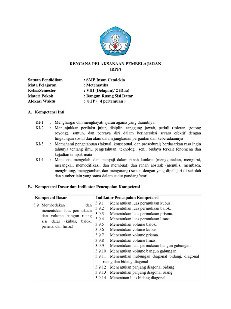 RPP Bangun Ruang Sisi Datar | PDF | Seni