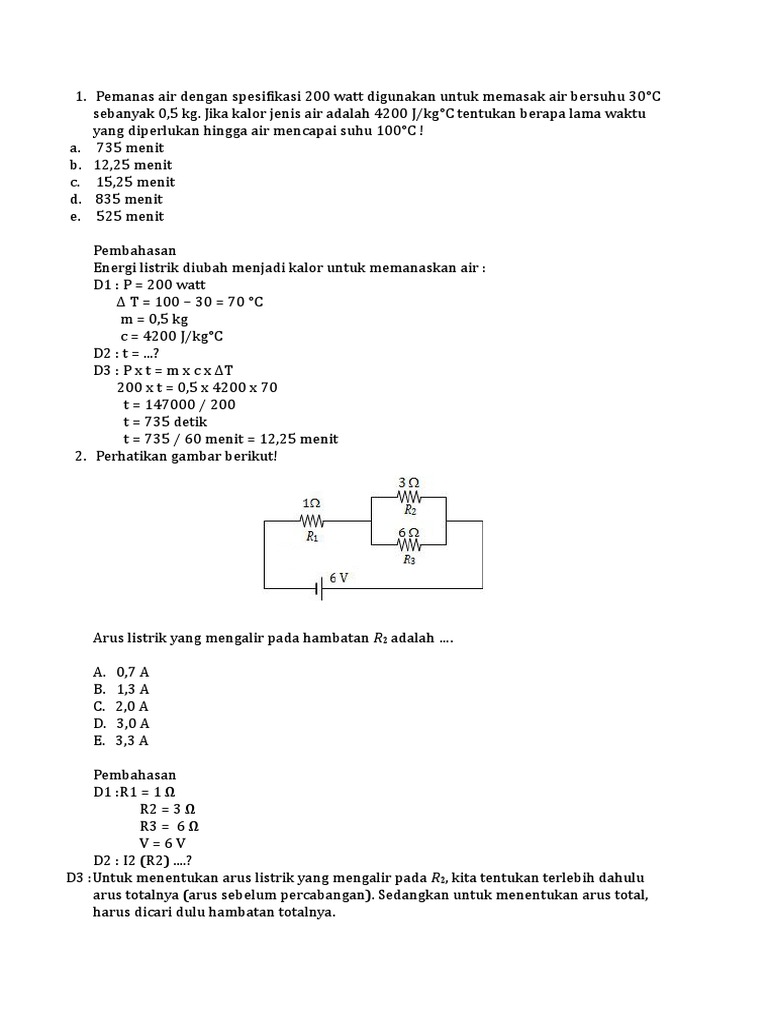 Soal Dan Pembahasan Listrik Dinamis | PDF