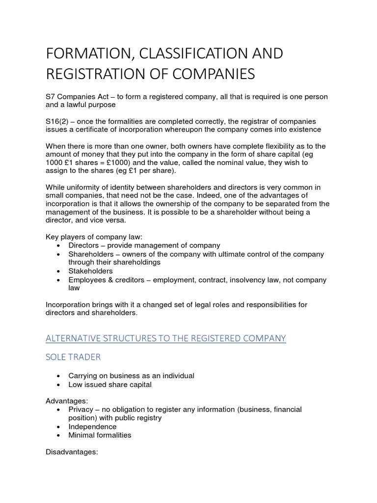 01 Formation Registration of Companies | PDF | Limited Liability ...