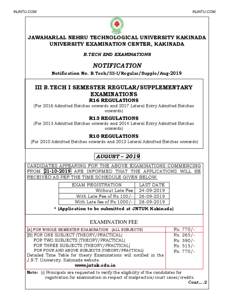 Jntuk 3 1 BT Notification Sept 2 | PDF | Business