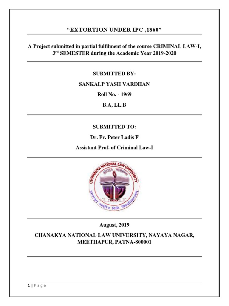 EXTORTION UNDER IPC | PDF | Extortion | Crime & Violence