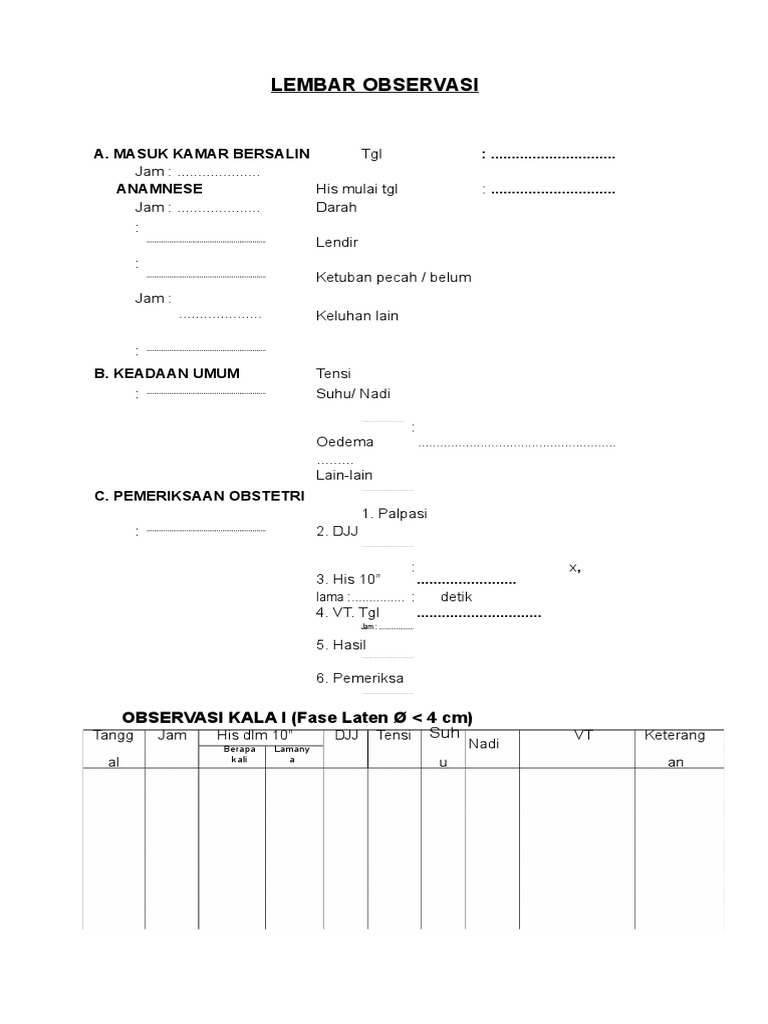 Lembar Observasi | PDF