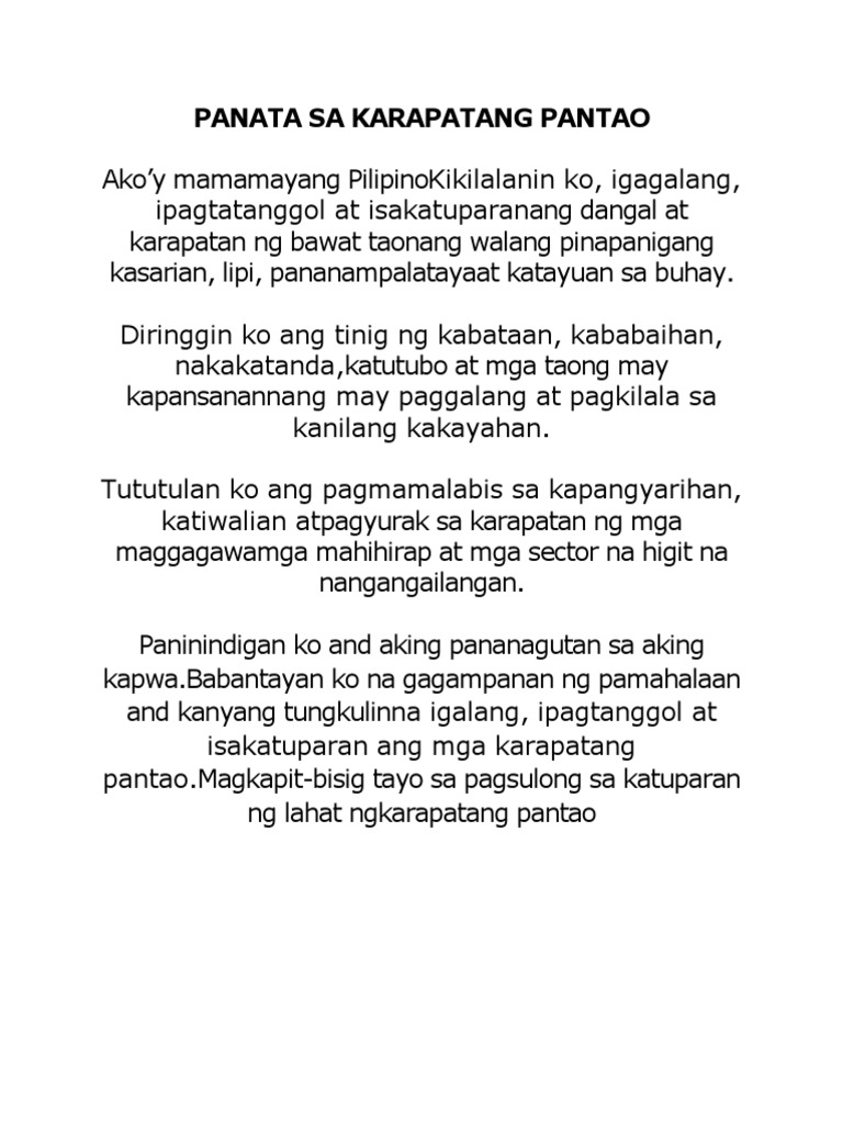 Panata Sa Karapatang Pantao | PDF