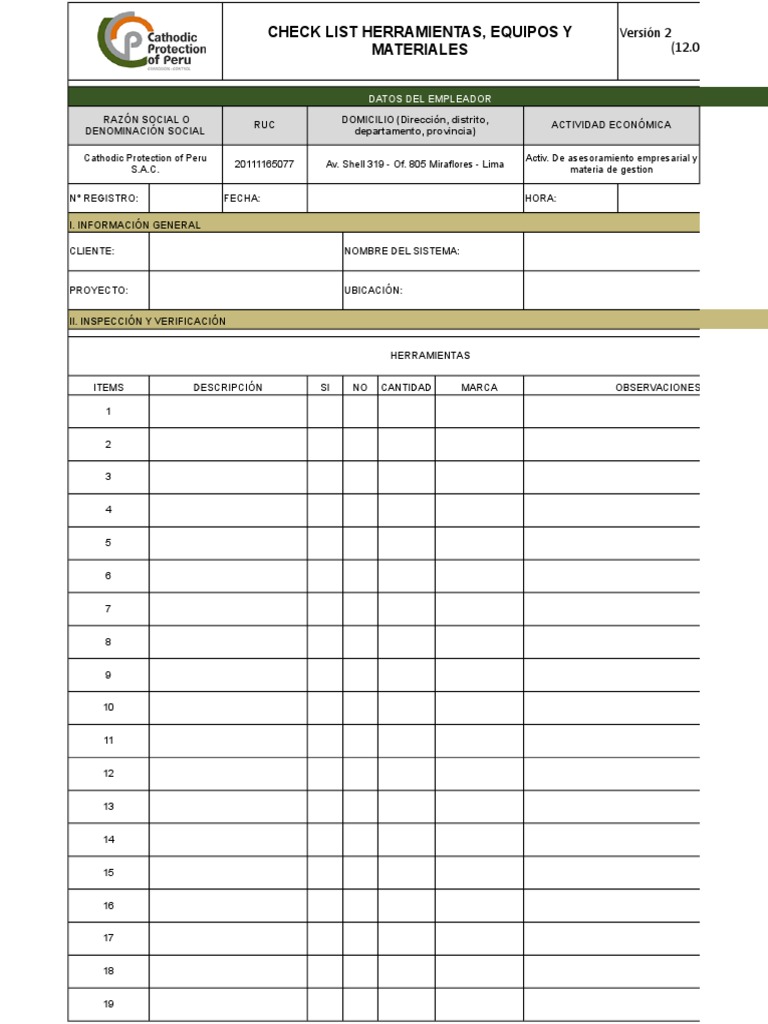 Formato de Check List | PDF