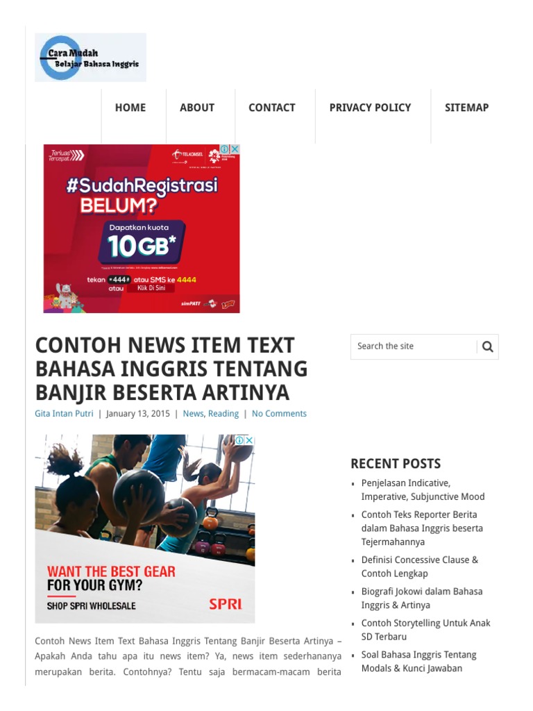 Contoh News Item Text Bahasa Inggris Tentang Banjir Beserta Artinya ...