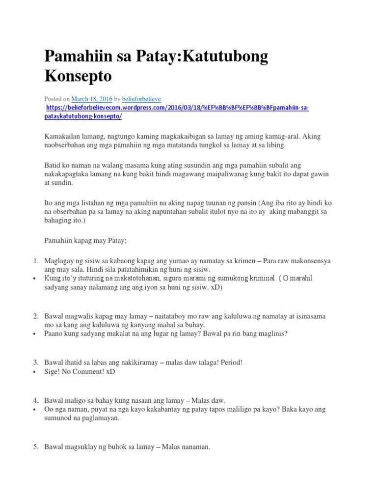 Pamahiin Sa Patay Re