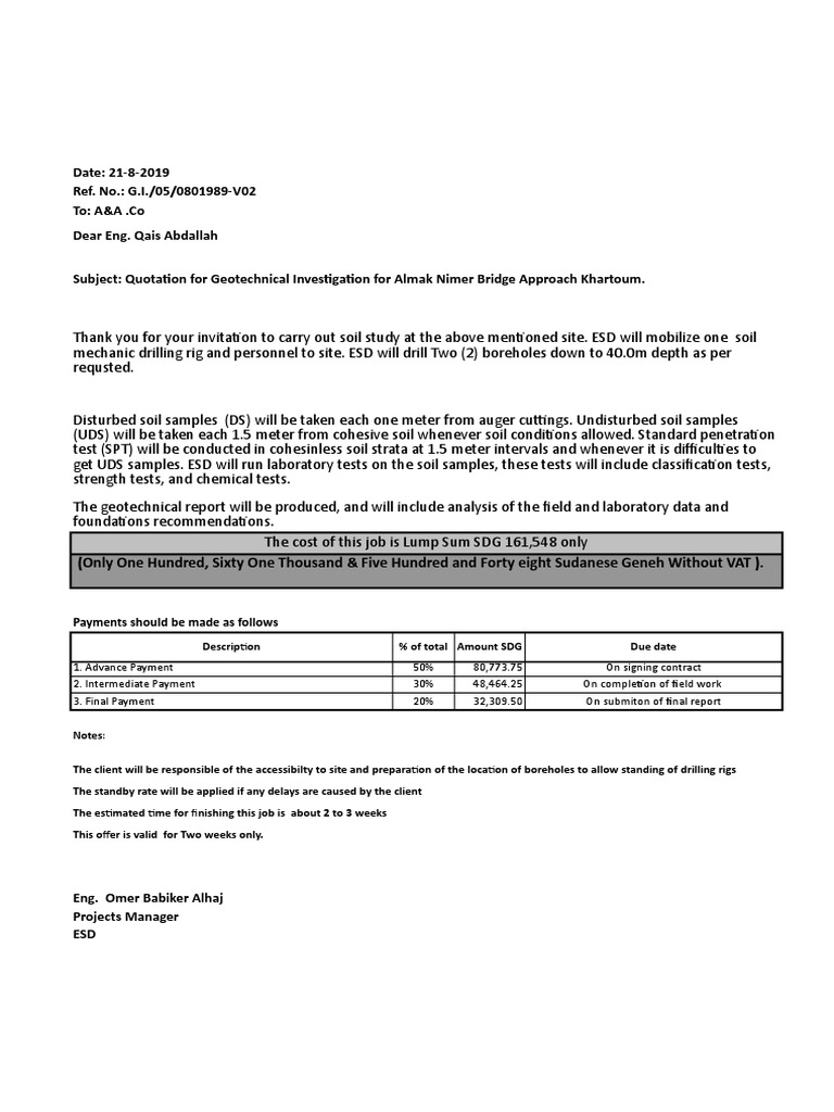 Quotation For G.I For The Sinar Sweet Factory Building at Kassla State ...